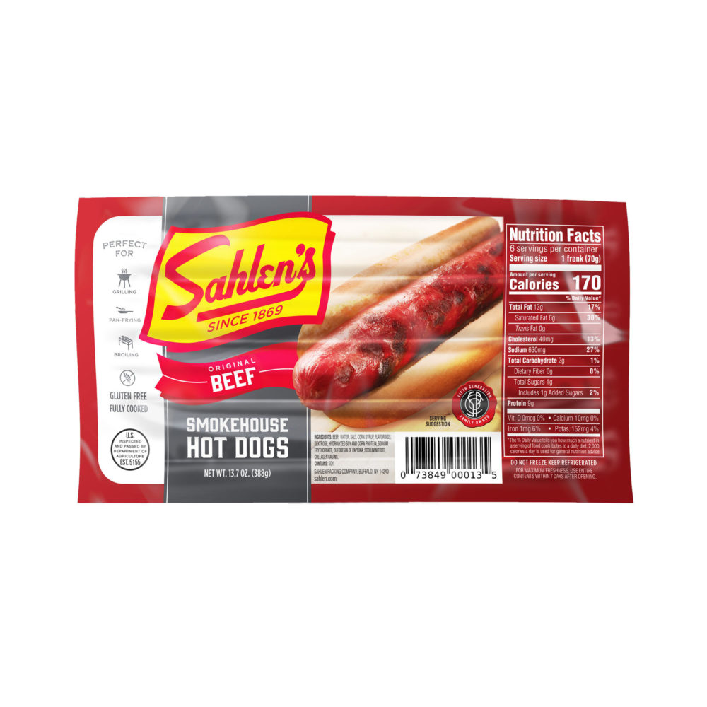 Natural Casing Pork & Beef Hot Dogs | Sahlen Packing Co.